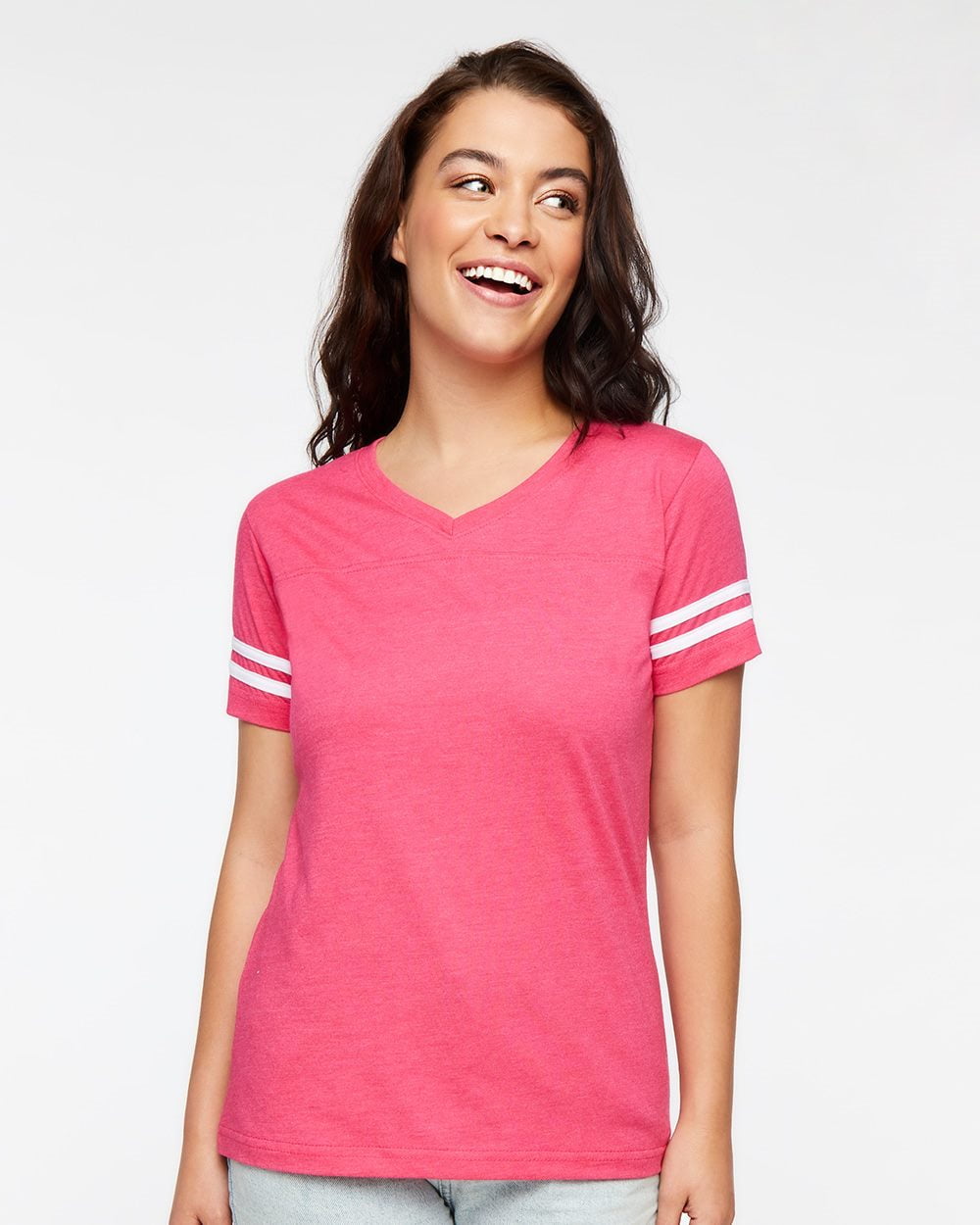 LAT Women's Football V-Neck Fine Jersey Tee - Walmart.com