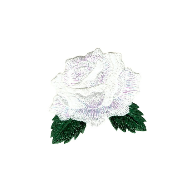 White Rose - Open Petals - Flower - Iron on Applique/Embroidered Patch ...