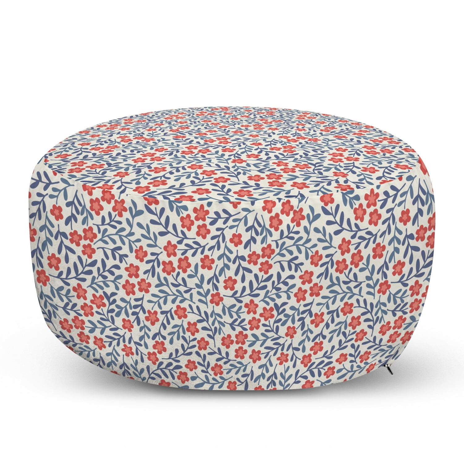 Vintage Pouf Cover with Zipper, Vintage Retro Flower Design Bohemian ...