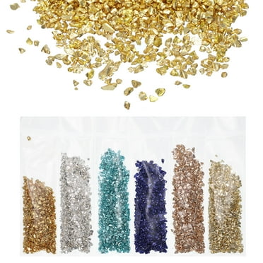 Uxcell 3 Colors Crushed Glass Chips, 1-4mm Irregular Sequins Metallic ...