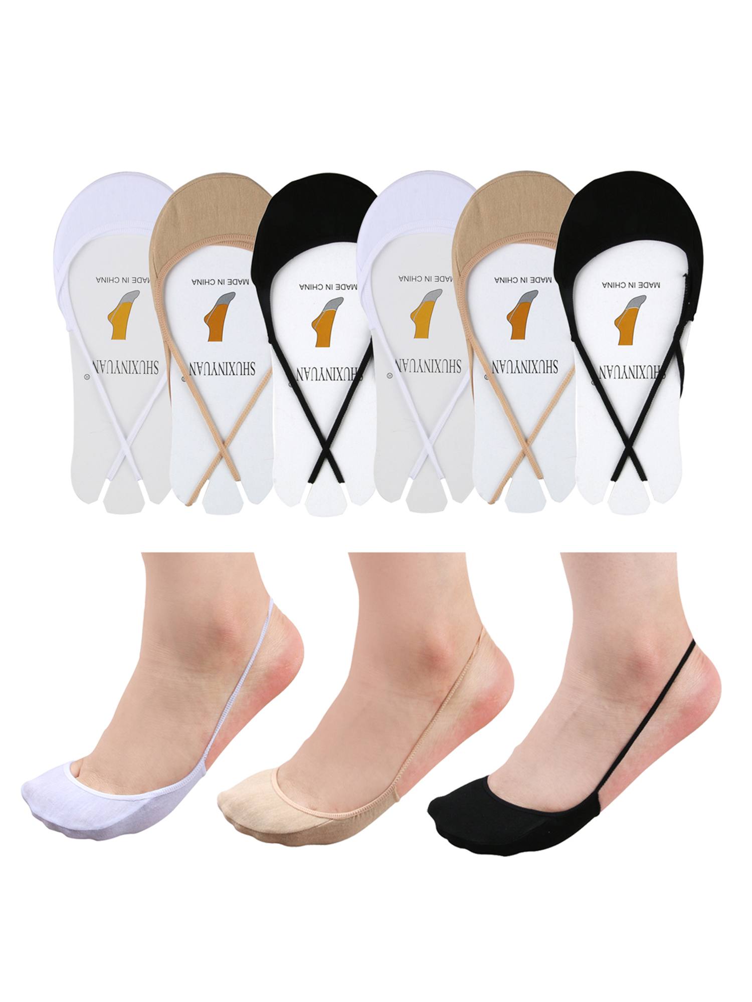 Women No-Show Socks 80% Cotton Hidden Socks SlingBack 6 Pack, SlingBack ...