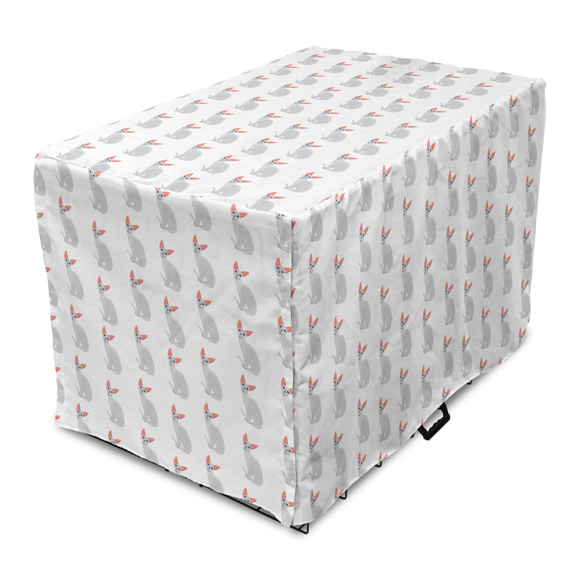 Kittens Dog Crate Cover, Simple Drawn Animal Cartoon Cats Repetition on ...