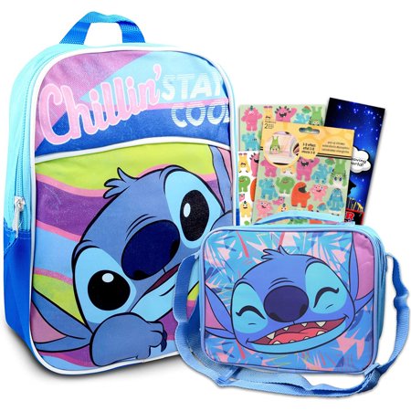 Disney Bundle Lilo And Stitch Mini Backpack Lunch Box - 4 Pc Set With ...