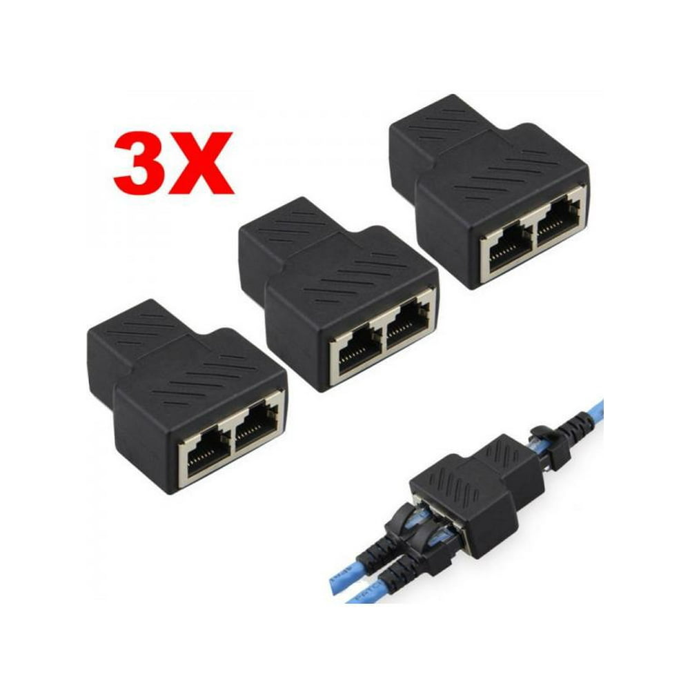 1/3PCS RJ45 Ethernet LAN Network Y Splitter 2 Way Adapter 3 Ports ...