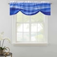 Blue Gradient Tie Up Valance Curtains Fluid Wave Art Adjustable Light ...