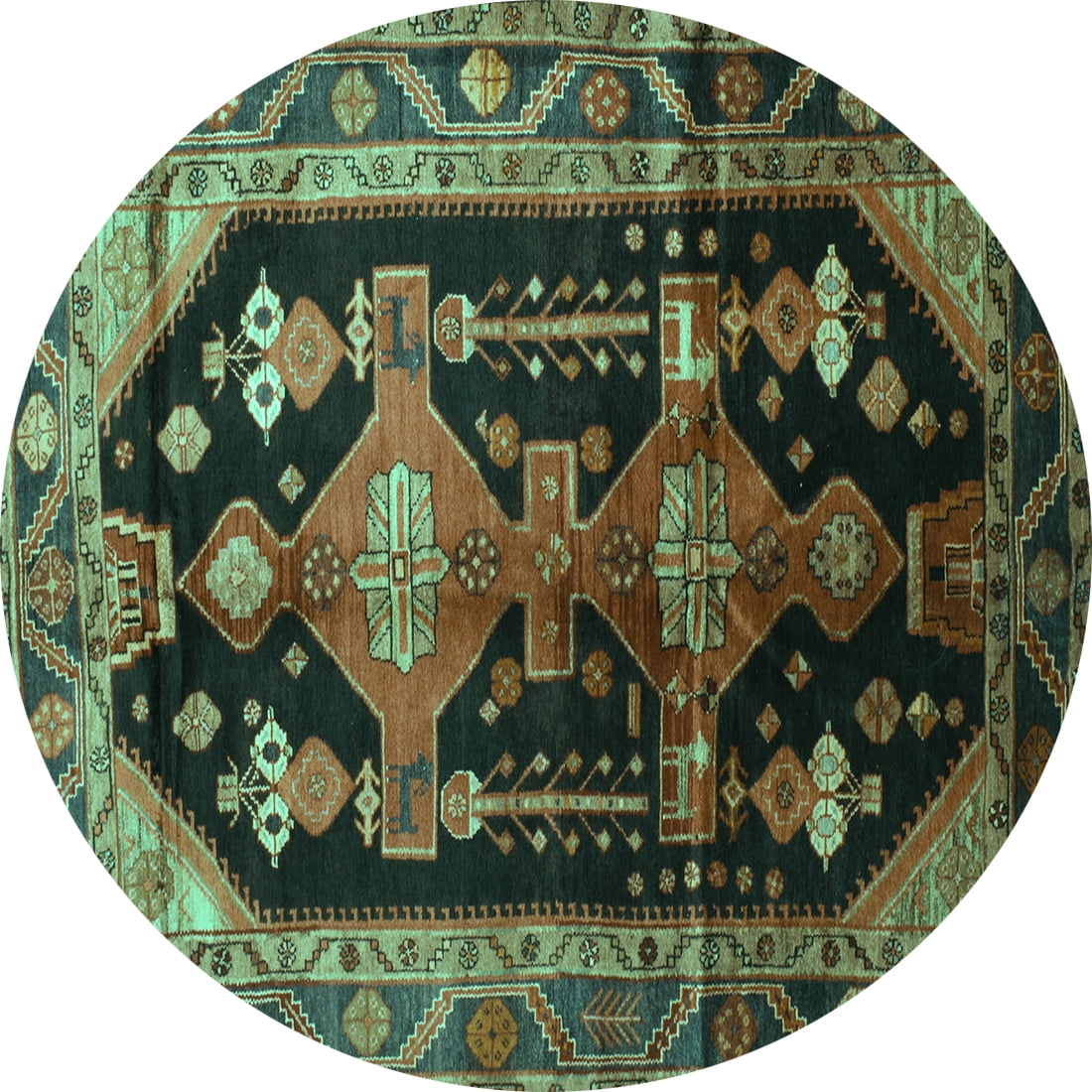 Ahgly Company Indoor Round Persian Turquoise Blue Traditional Area Rugs ...