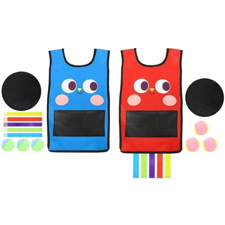 HTCM 2 Sets Dodgeball Tag Sticky Vest with 6 Foam Balls Catch Toss Game ...