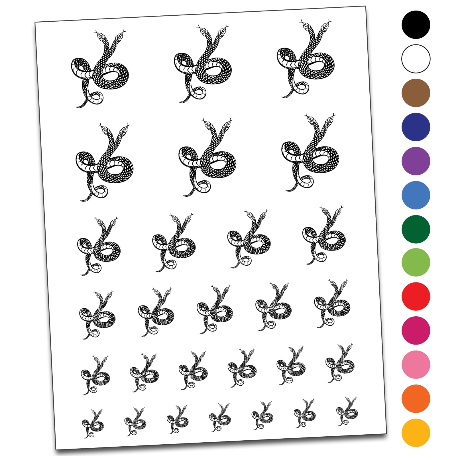 Two Headed Snake Serpent Water Resistant Temporary Tattoo Set Fake Body ...