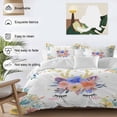 Blue Red Flower Duvet Cover Set Queen Size, Antlers Yellow Flowers Leaf ...