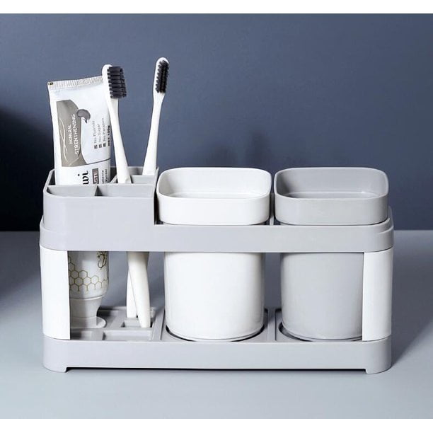 EQCOTWEA Toothbrush Toothpaste Stand Holder Bathroom Storage Organizer ...