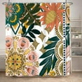 Bohemian Floral Bathroom Shower Curtain - Colorful Boho Leaves Flowers ...