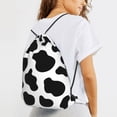 Black And White Cow Skin Print Drawstring Backpack Gym String Bag ...