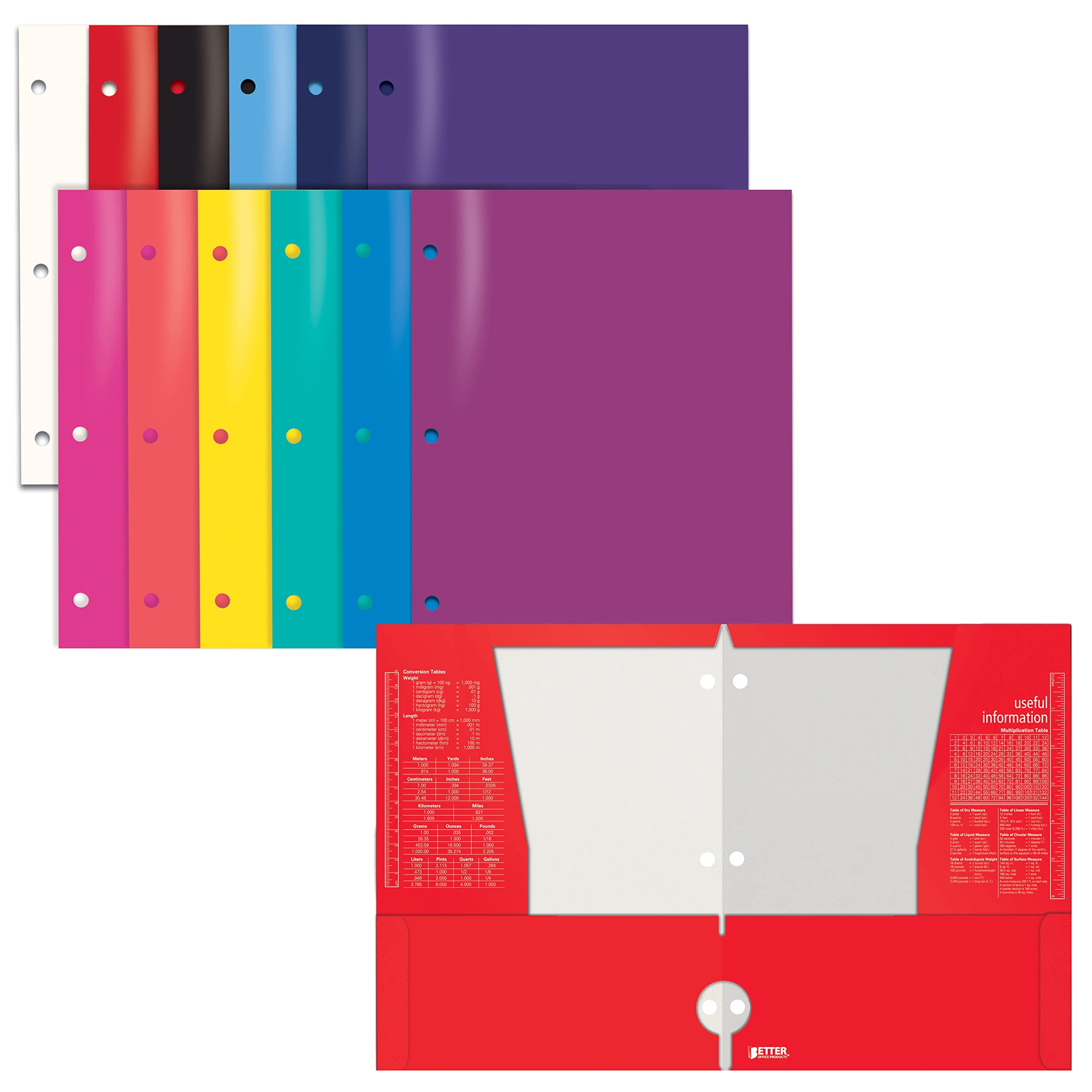 4 Pocket Glossy Laminated Paper Folders (12 Pack), 3 Hole Punch ...