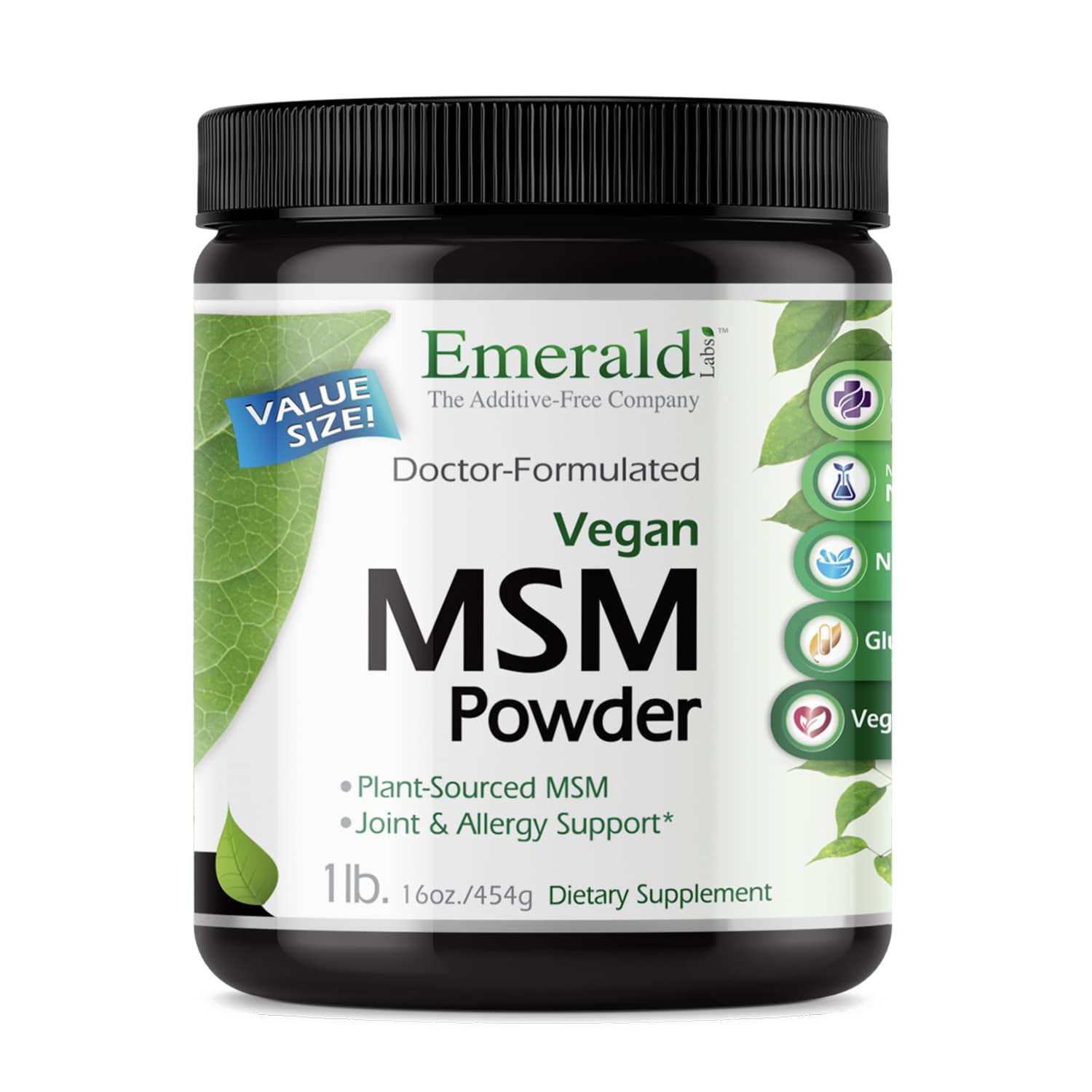 Suplemento Emerald Labs MSM en polvo de 473 ml para la salud de las articulaciones hepáticas ...