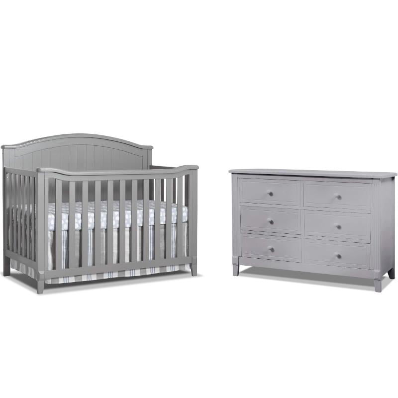 Baby Crib and 6 Drawer Double Dresser Set in Gray - Walmart.com