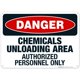 Danger Chemicals Unloading Area Authorized Personnel Only Sign, OSHA ...