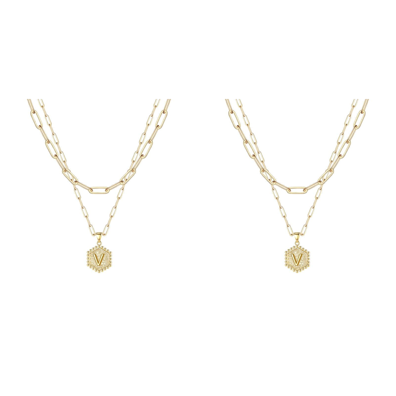 Click here for Lojoutye (2-Pack) 2025 26 Initial Hexagon Necklace... prices