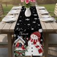 Black Snowman Christmas Table Runner 90 Inches, Xmas Snowflake Birds ...