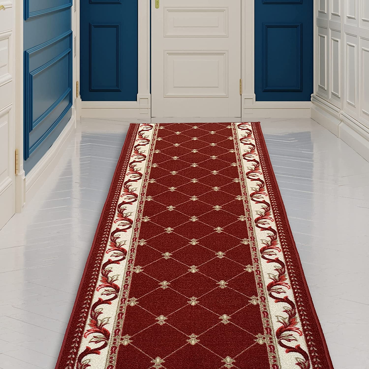 Custom Size Hallway Runner Rug Red Color 26 or 31 inch Wide Select Your ...