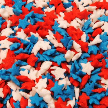 Patriotic Star Shapes Red White Blue Stars Bakery Topping Sprinkles 8 ...