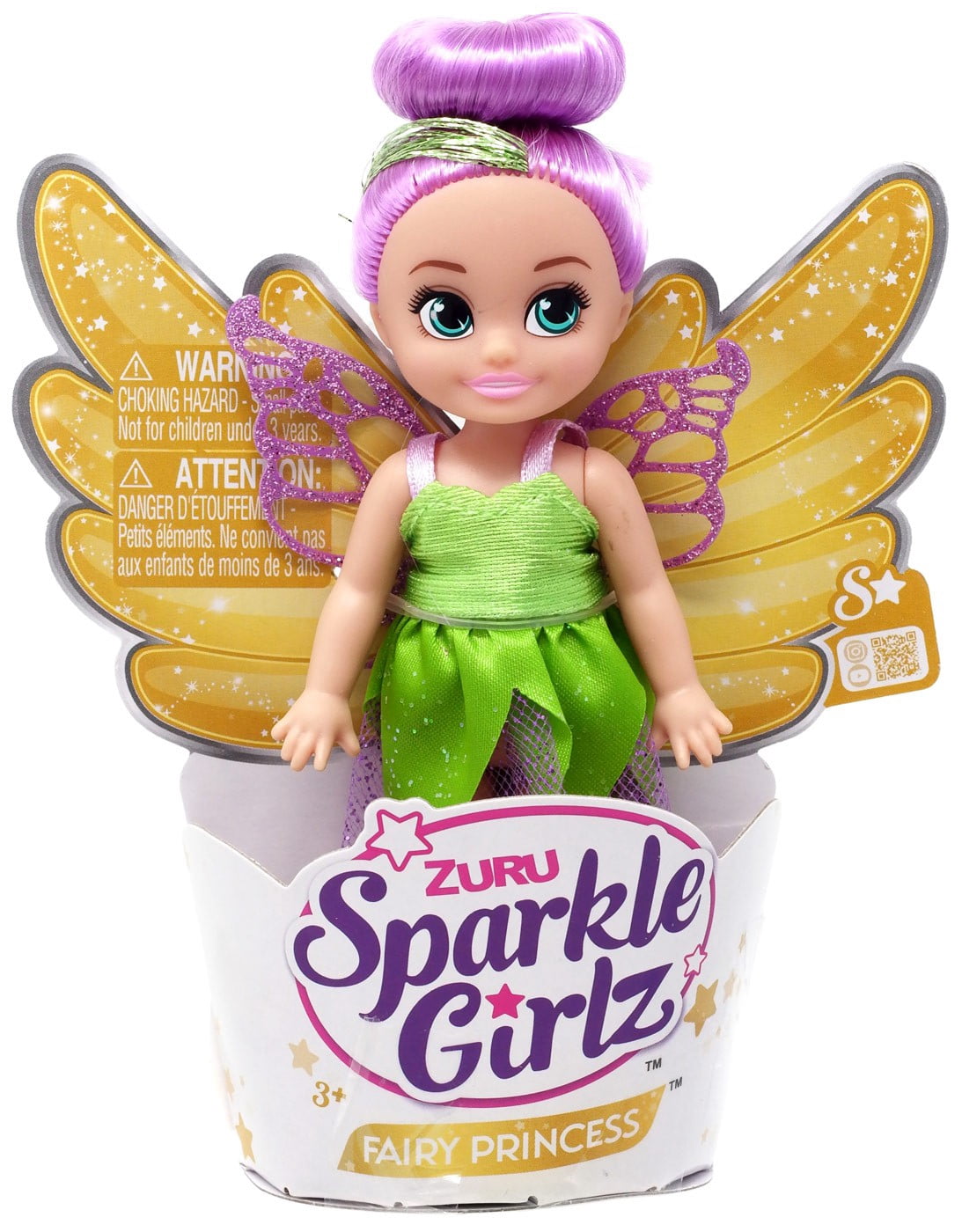 Sparkle Girlz Fairy Princess Pink Hair with Green Dress Mini Doll ...