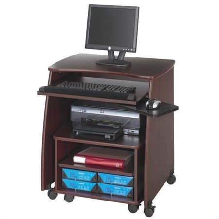 Safco Picco Computer Workstation with Duo Printer Cart in Mahogany ...