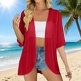 BLVB Beach Vacation Clothes for Women Lightweight 3/4 Sleeve Open Front ...