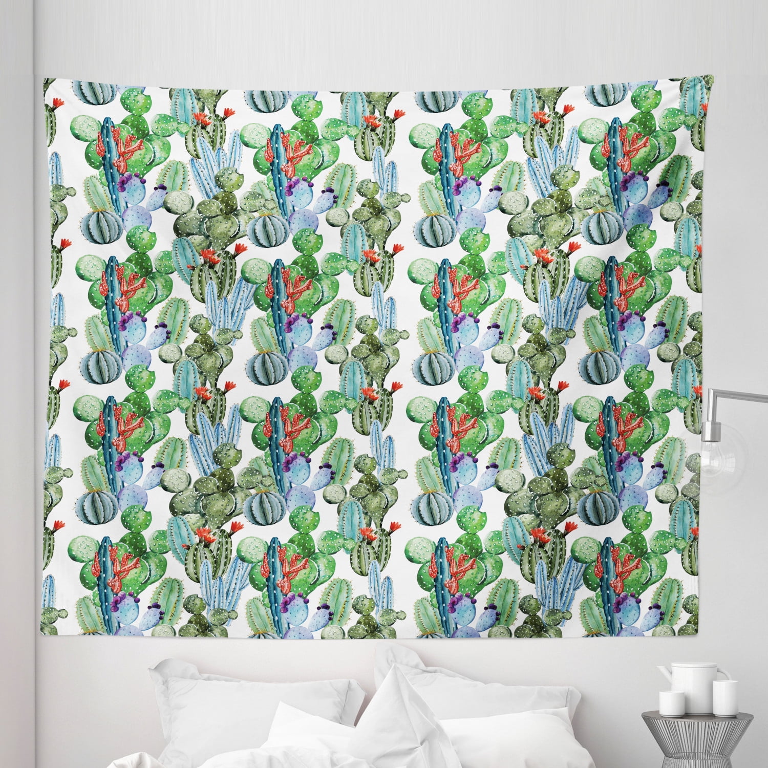Cactus Tapestry, Hawaiian Summer Inspired Pattern Blossoms with Botany ...