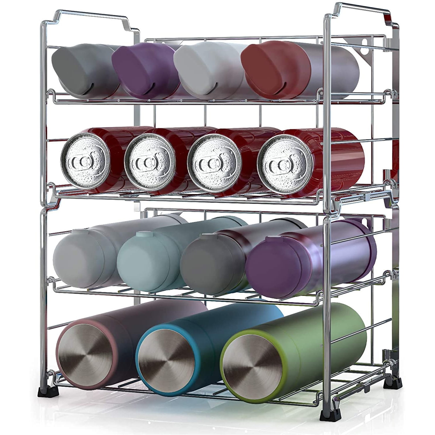 Bextsrack Wine Rack Water Bottle Organizer Adjustable Can Storage, 2 ...