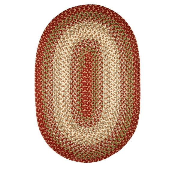 Red Indoor & Outdoor Rug, Braided Textured Design, 2Ft. X 6Ft. Oval ...