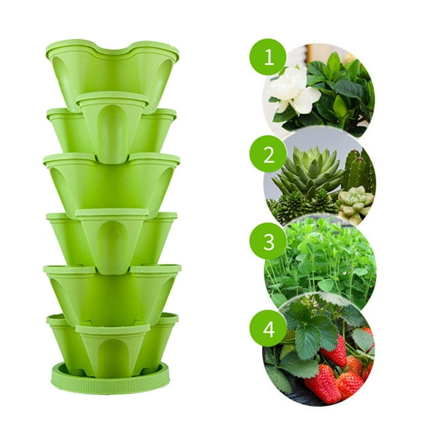Lutabuo Vertical Stackable Planter Gardening Stacking Flower Pot for ...