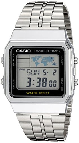 Casio Men's World Time Watch, Silver Bracelet - Walmart.com