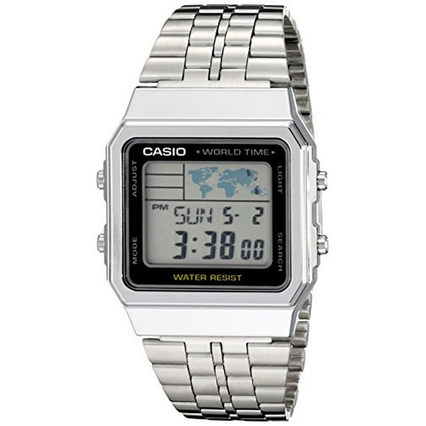 Casio Men's World Time Watch, Silver Bracelet - Walmart.com