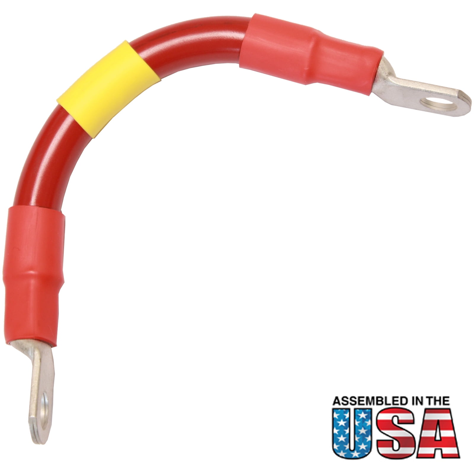 AWG #1/0 Red Battery Interconnect Cable 8" with 3/8" Lugs ASSEMBLED IN ...
