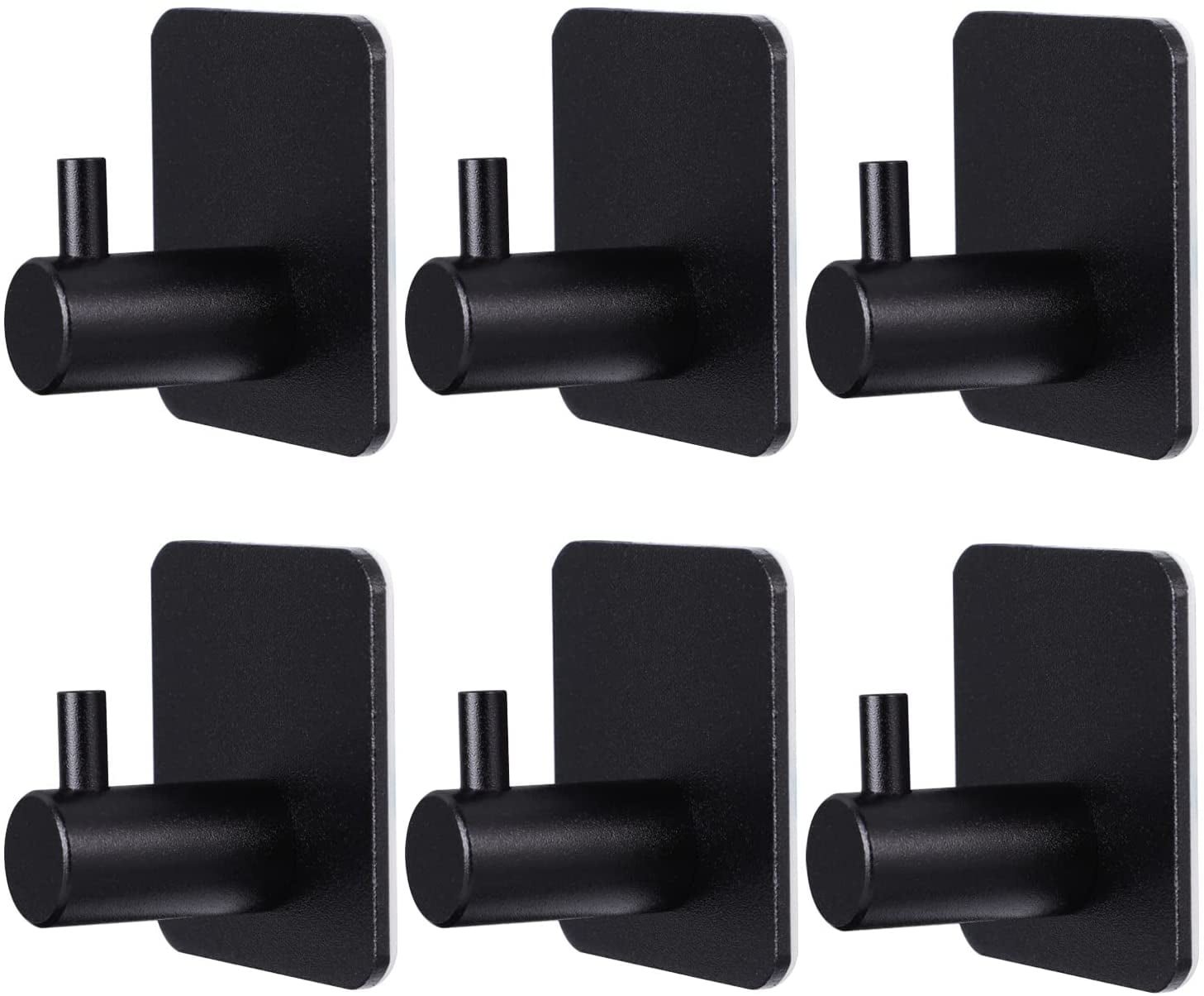 Black Adhesive Hooks 6 Pack , Heavy Duty Wall Hooks Aluminum Hooks ...