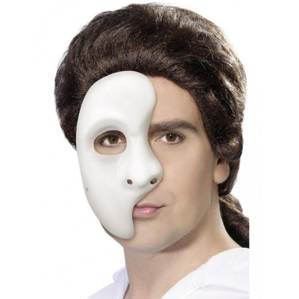 Phantom Of The Opera White Half Mask Adult Masquerade Party Mardi Gras ...
