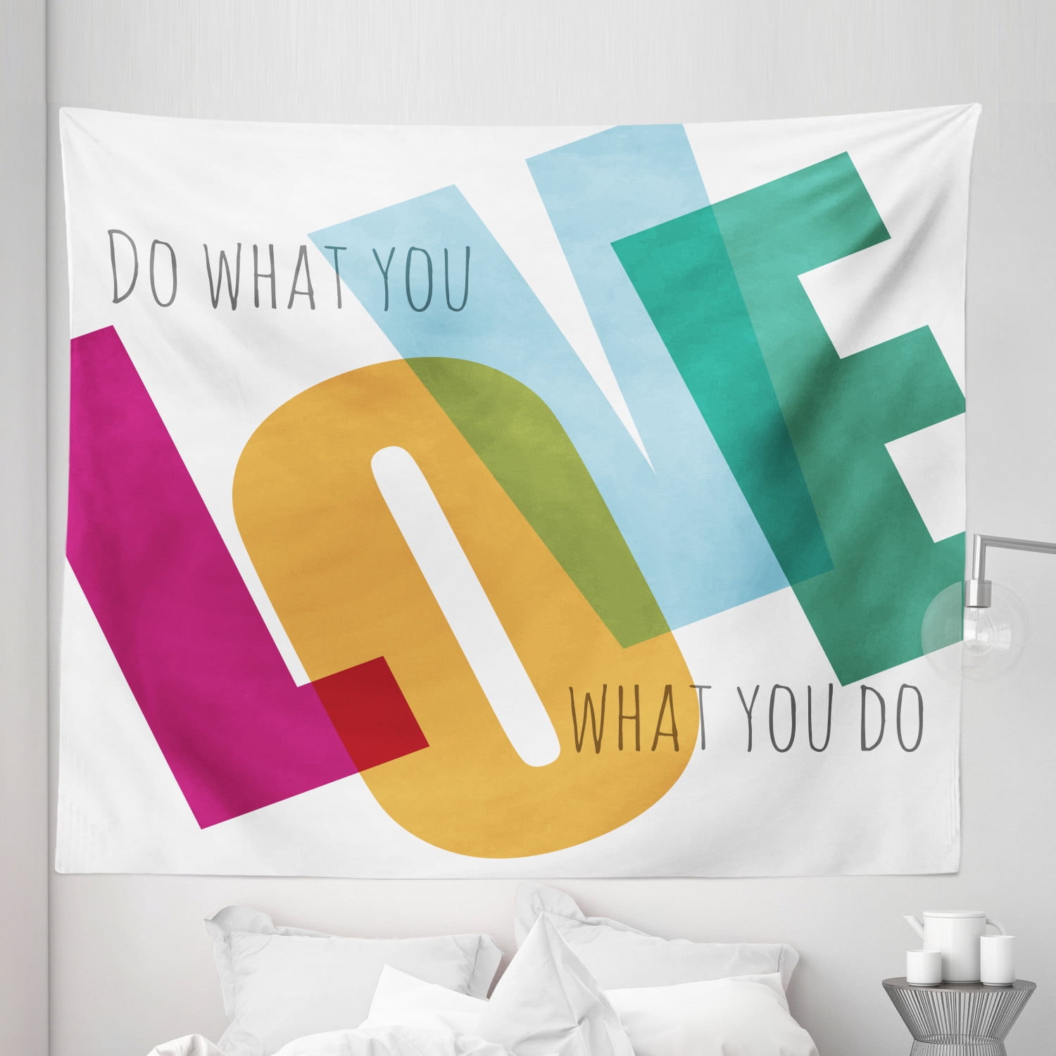 Saying Tapestry, Typographic Inspirational Working Words Vintage Style ...