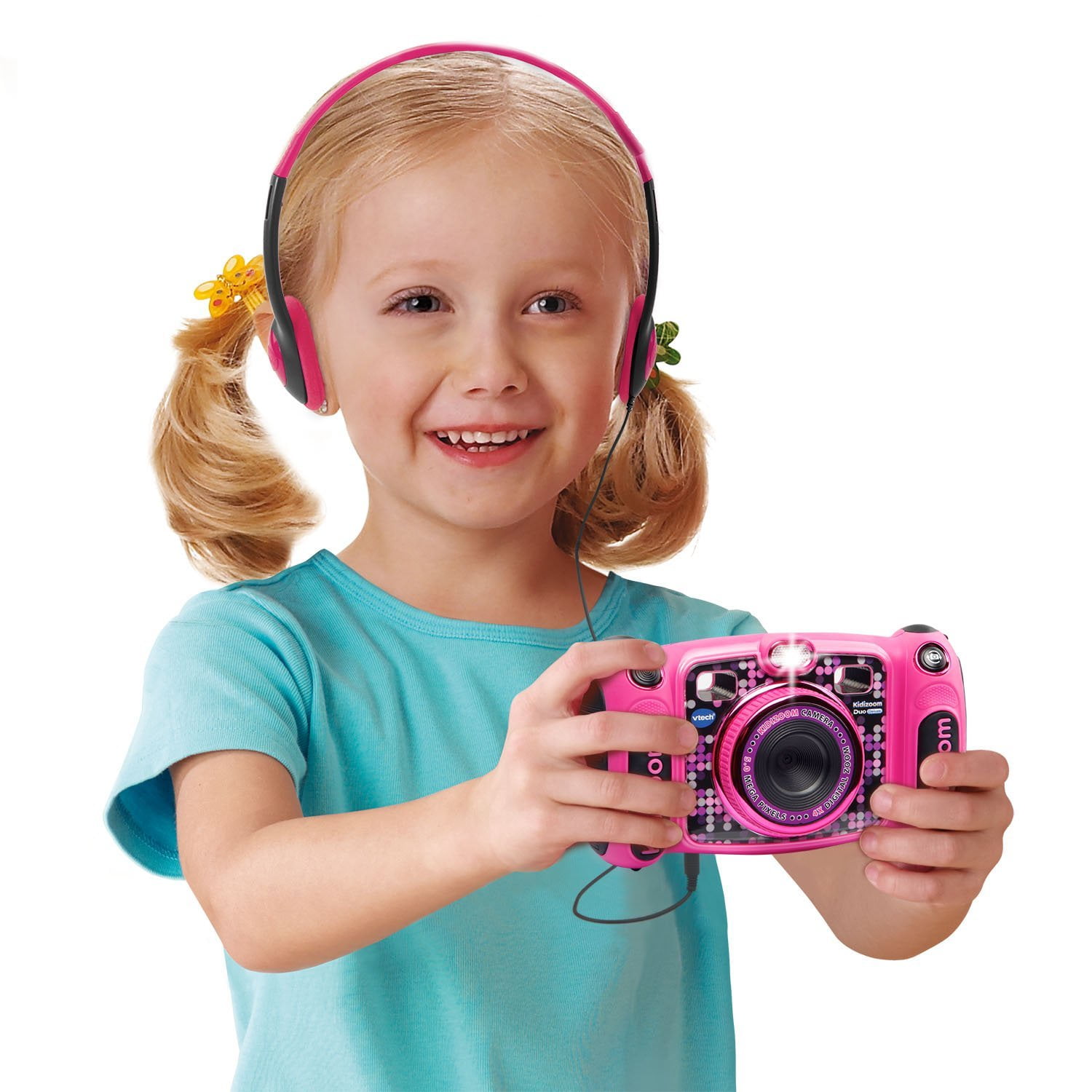 VTech Kidizoom Duo 5.0 Deluxe Digital Selfie Camera with MP3 Player and Headphones Pink Walmart