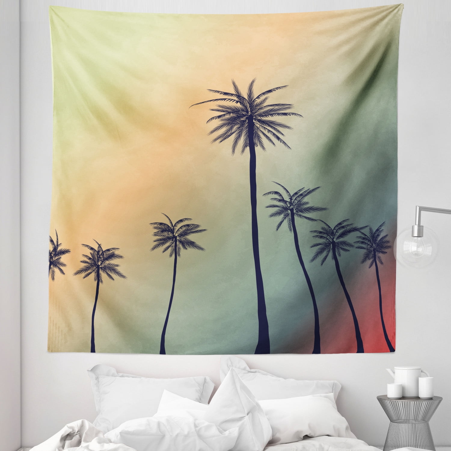 Tropic Tapestry, California Summer Beach Palm Tree Motifs on Sunset ...