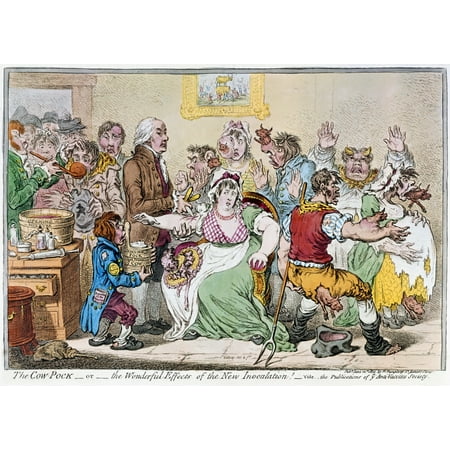 Cartoon: Vaccination, 1802. /N'The Cow-Pock.' Satirical Etching, 1802 ...