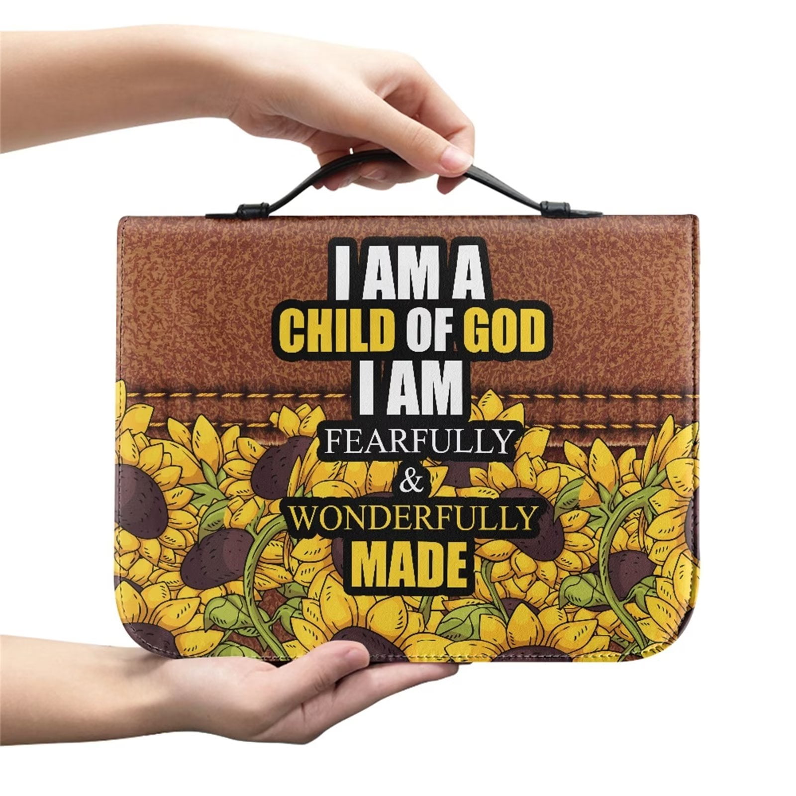 Renewold Sunflower I am A Child of God PU Leather Bible Bags for Girls Lightweight Scripture Bag ...