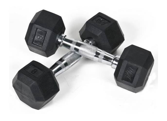 8 lbs. Rubber Coated Hex Dumbbell - Set of 2 - Walmart.com