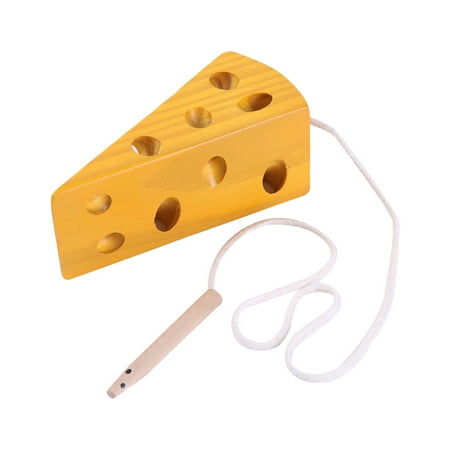 AIHOME Wooden Cheese Montessori Toy - Mouse and Cheese String Lacing ...