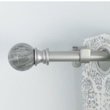Decopolitan MARBLE BALL DOUBLE CURTAIN ROD SET, 72 to 144-Inches ...