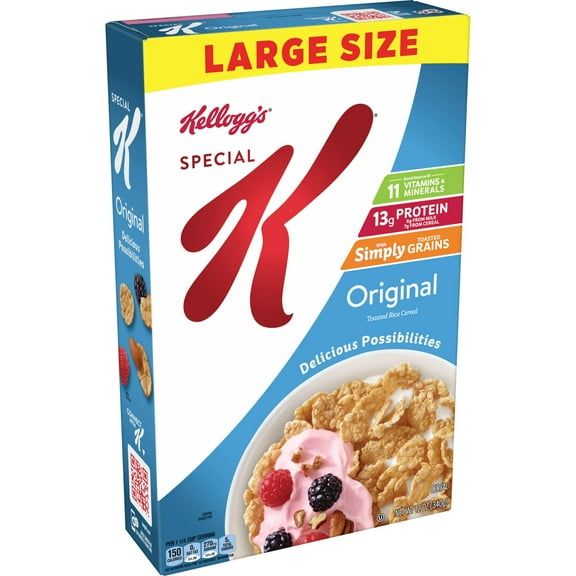 Kellogg's Special K Original Breakfast Cereal, 18 oz, Wholesome Rice Flakes with 11 Vitamins ...