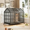 52 Inch Heavy Duty Dog Crate, Double Door Design with Lockable Wheels ...