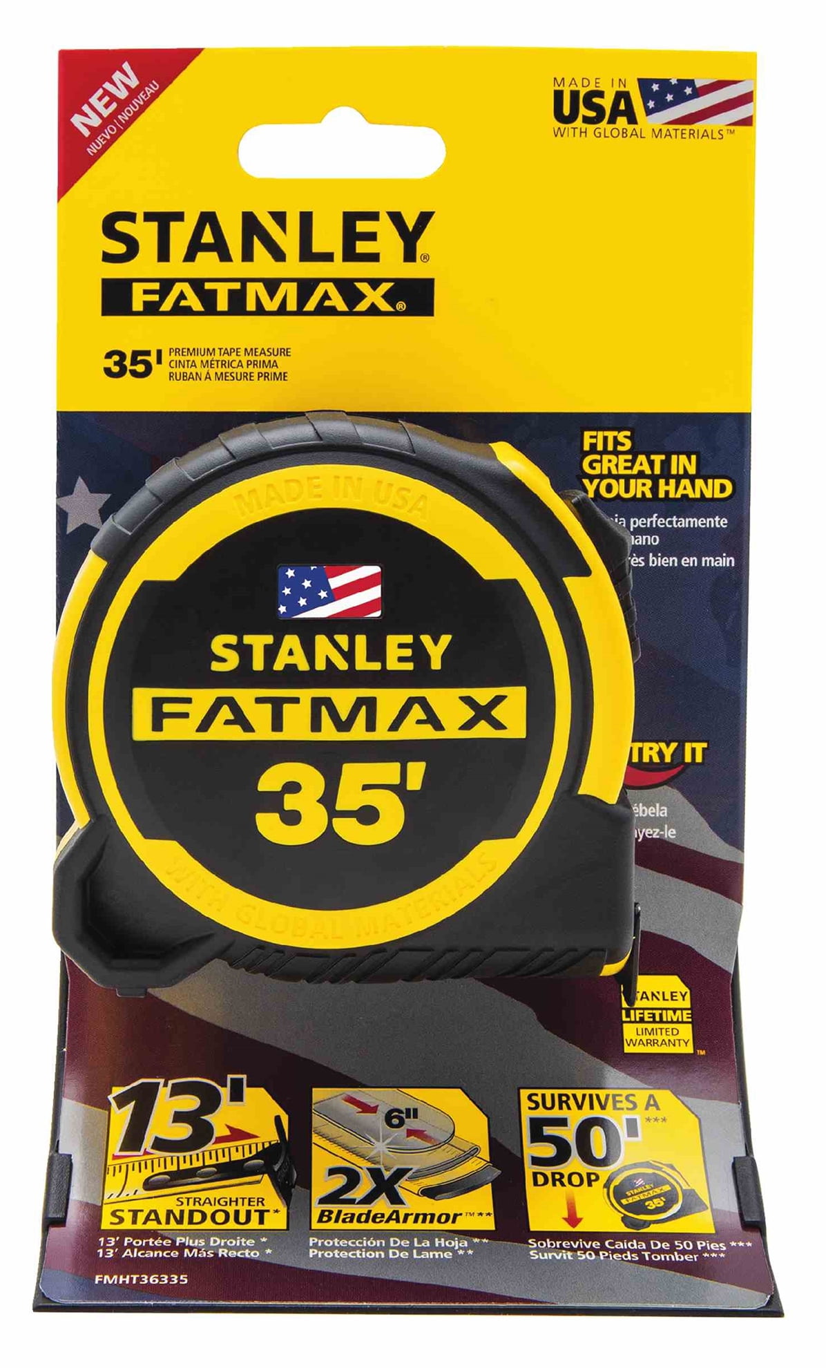 Buy Stanley FatMax FMHT36335S 35' X 1-1/4 Yellow & Black Tape Measure ...