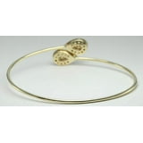 14k Yellow Gold Round Flexible wire bangle with diamond set pear-shape ...