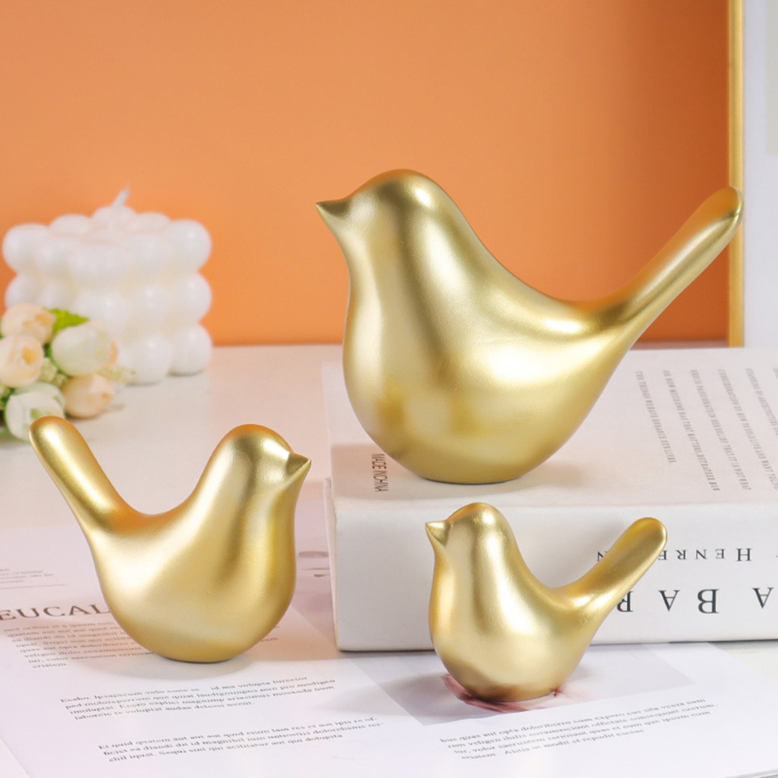 UDIYO Small Birds Statues Gold Home Decor Modern Style Figurine ...