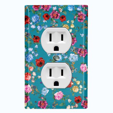 Metal Light Switch Plate Outlet Cover Elegant Pink Rose Frame ROS026 ...